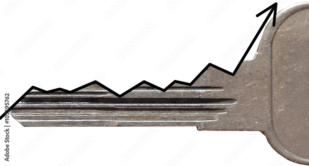 Side view of a key symbolizing an incline or positive trend Stock Photo ...