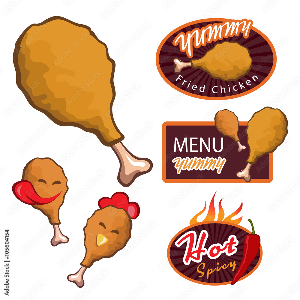 Yummy Fried chicken logo. menu yummy banner. Chicken Drumstick. hot ...
