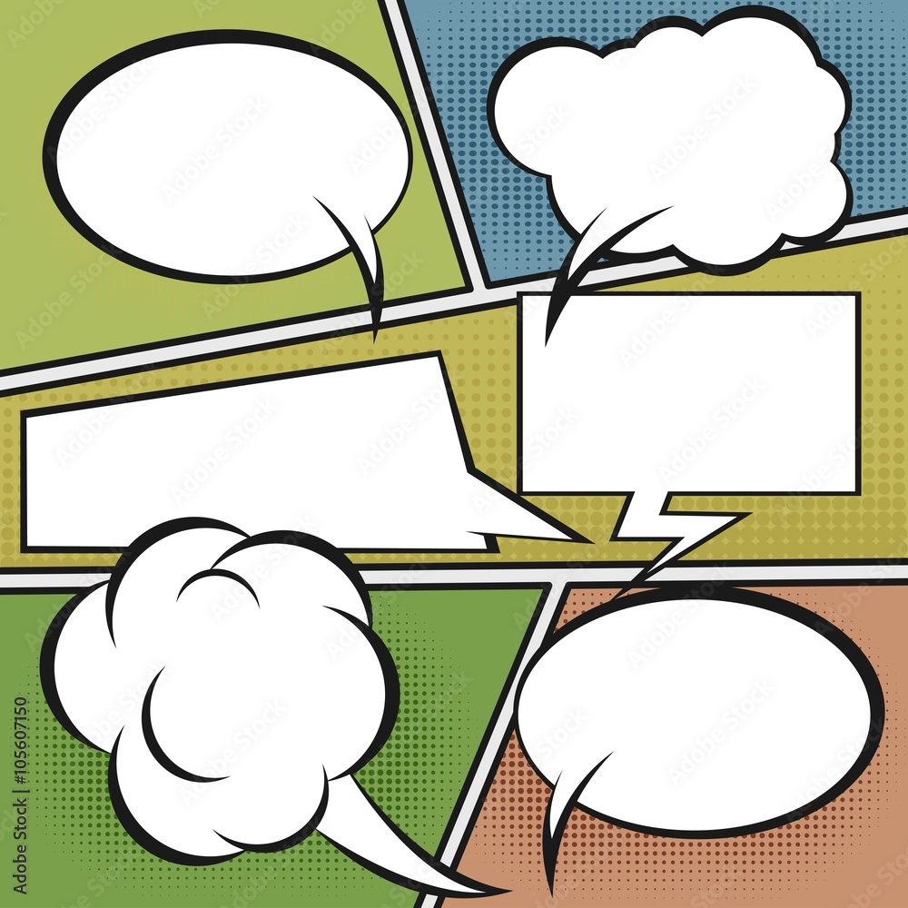 Comic Book Speech Bubbles. A set of colourful and retro comic book ...