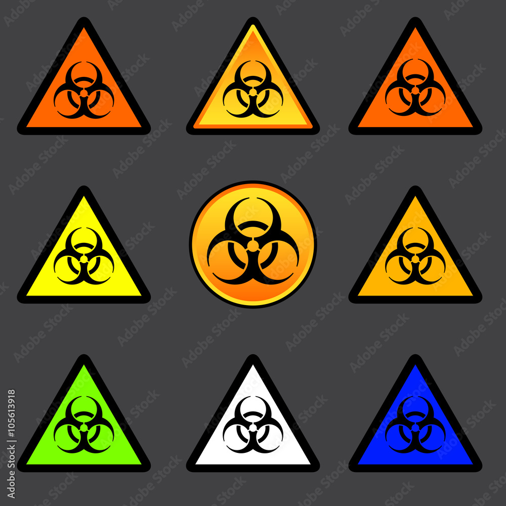 Set of Educational Biohazard Warning Symbols on background. Isolated ...