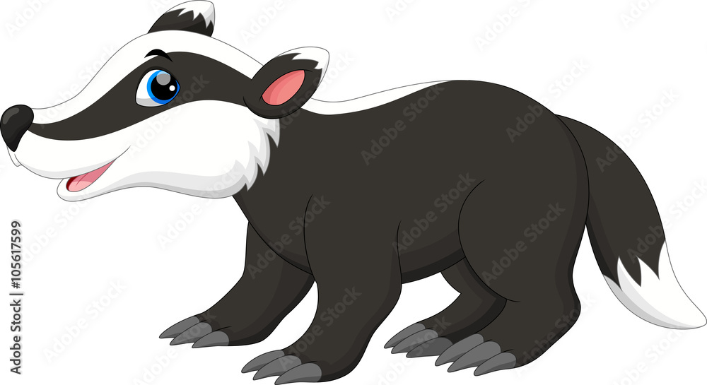 Cute badger cartoon Stock Vector | Adobe Stock