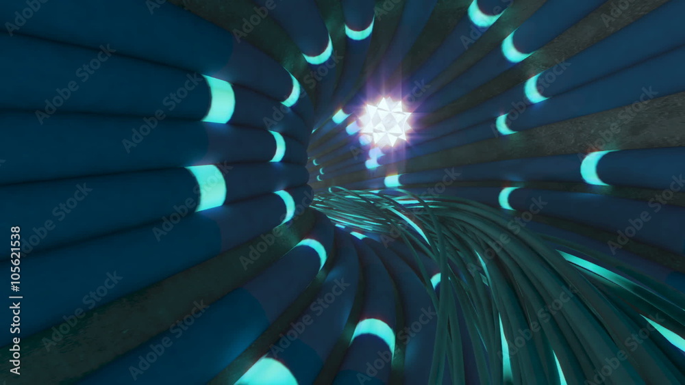 Fibre Optic type cables running on the inside of a tube with a mass of ...