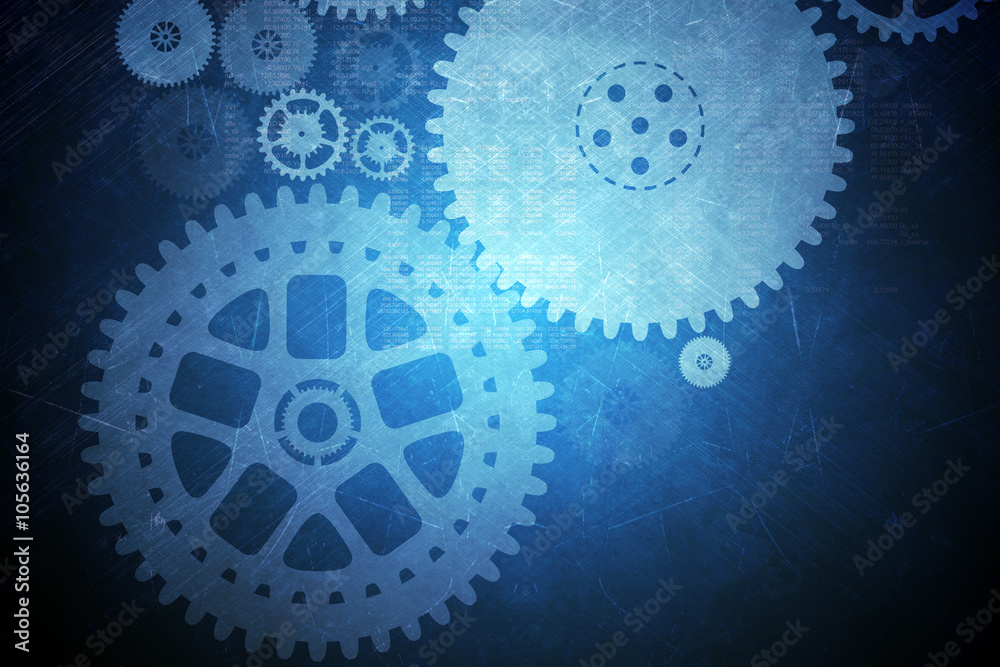 Abstract blue background with cog wheels Stock Illustration | Adobe Stock