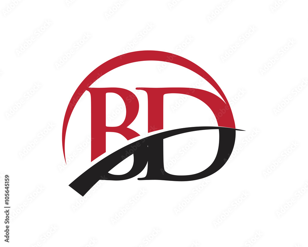BD red letter logo swoosh Stock Vector | Adobe Stock