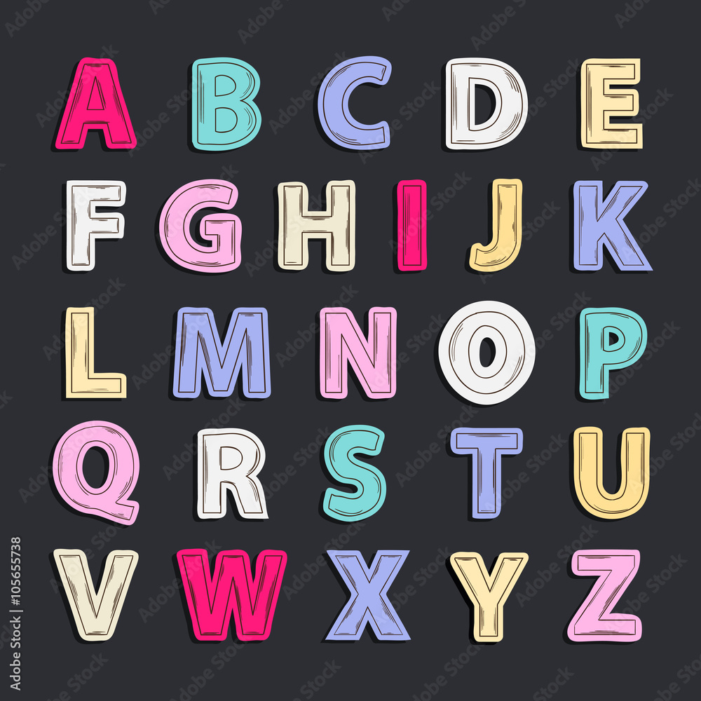 Alphabet vector doodle .Alphabet vector .Vector alphabet.Vector ...