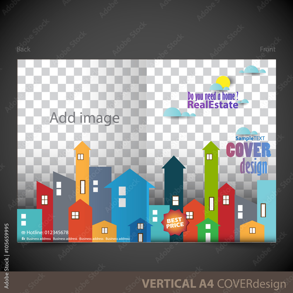 Vertical A4 Cover Design, Bi-folder brochure, flyer template. Can be ...