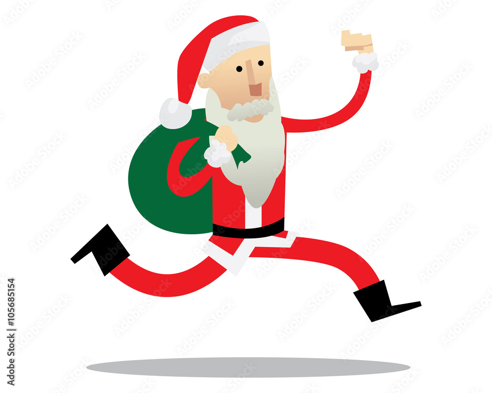 Santa Claus - Late for Kids Meet Up Stock Vector | Adobe Stock