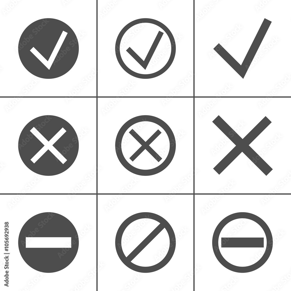 Accpet and reject icons, Line icons set of entrance, accept, cancel ...