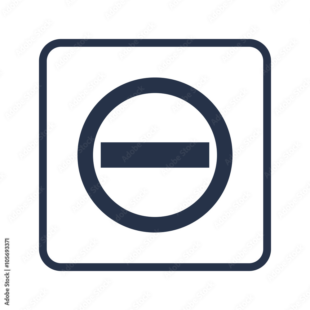 No entry icon, on white background, rounded rectangle border, bl Stock ...