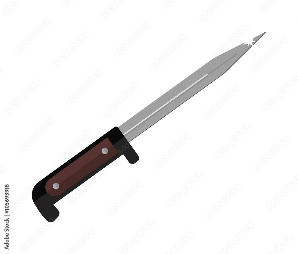 Bayonet metal knife cartoon vector illustration icon on white ...