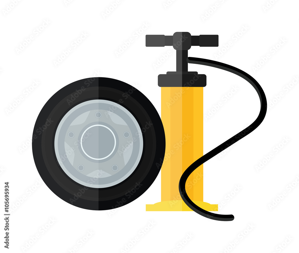 Device hand bicycle and car pump flat cartoon vector style icon. Stock ...