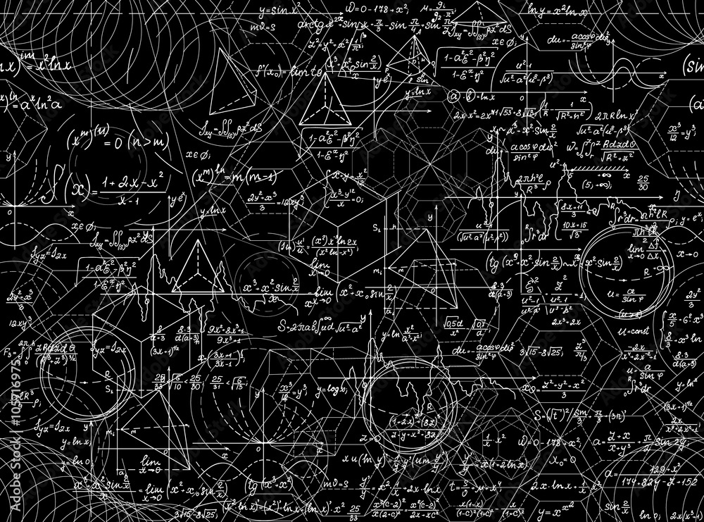 Mathematical vector seamless pattern with mathematical figures and ...