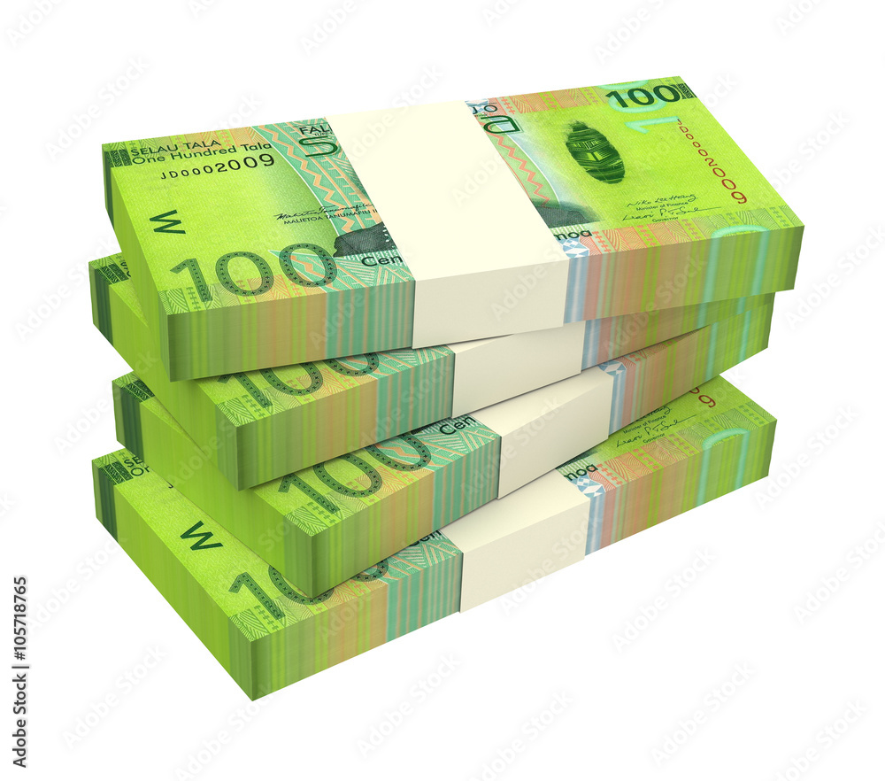 Samoan tala bills isolated on white background. Computer generated 3D ...