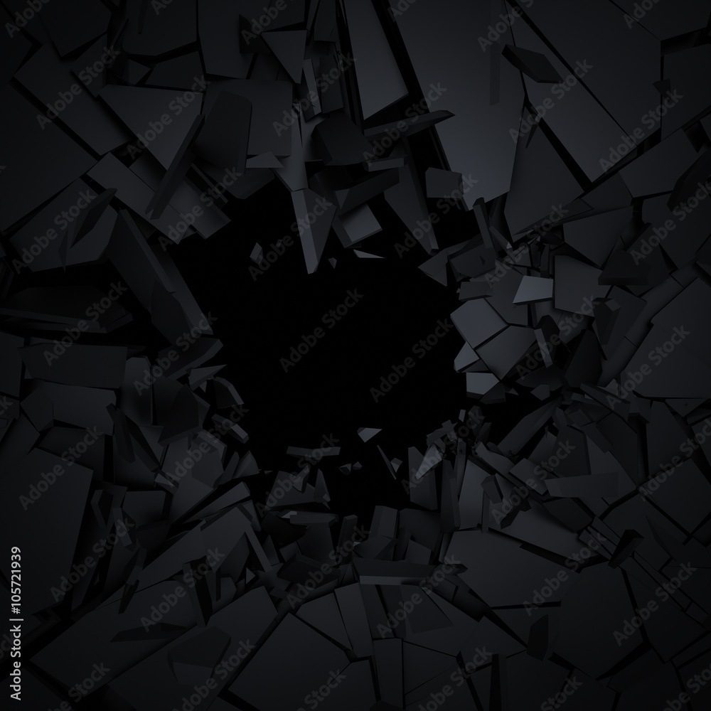 Abstract 3d rendering of cracked surface. Background with broken shape ...
