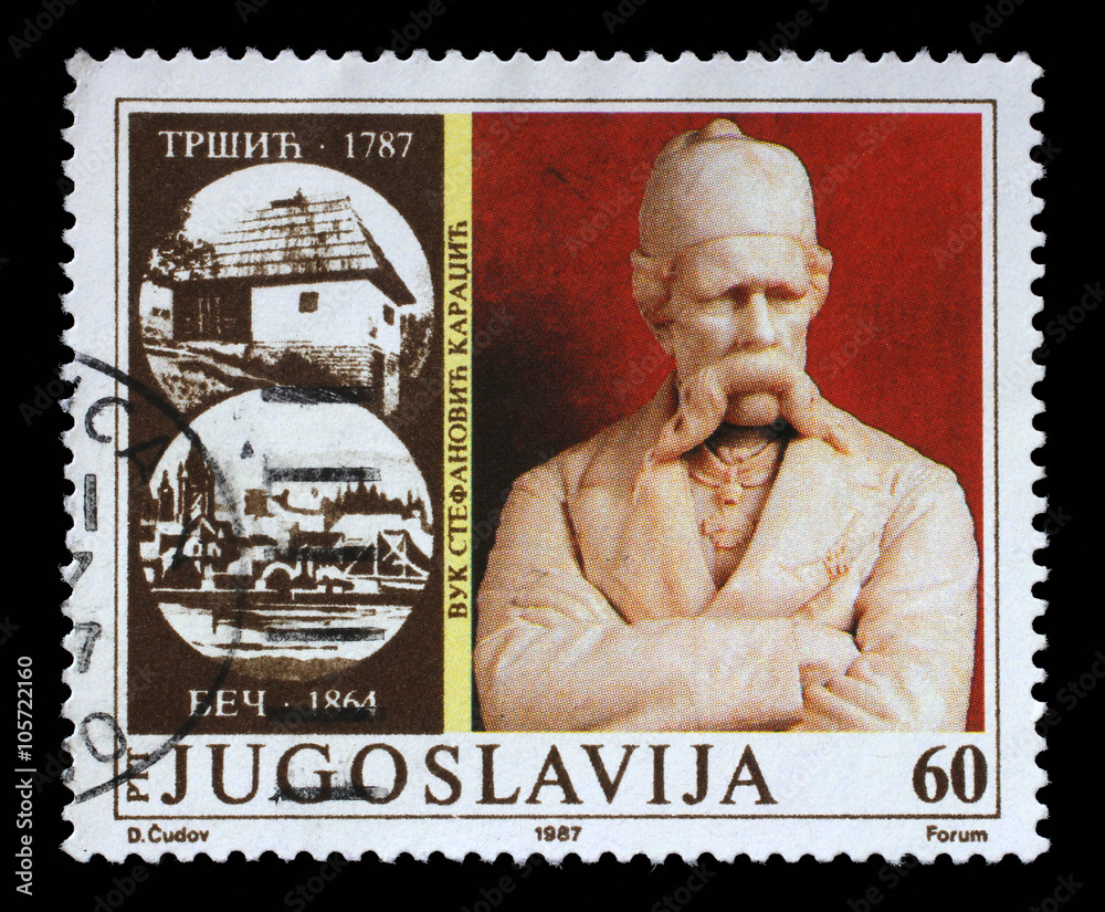 Stamp printed in Yugoslavia shows The 200th Anniversary of the Birth of ...