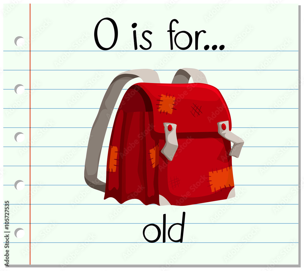 Flashcard letter O is for old Stock Vector | Adobe Stock