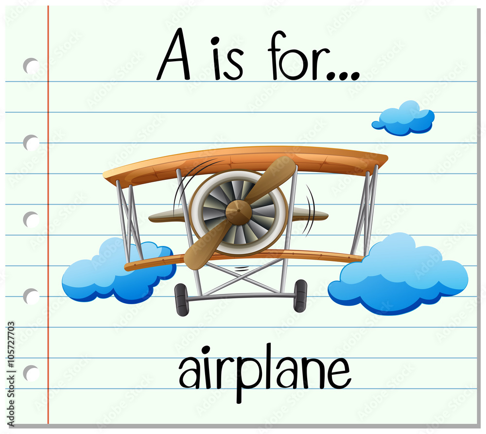 Flashcard letter A is for airplane Stock Vector | Adobe Stock