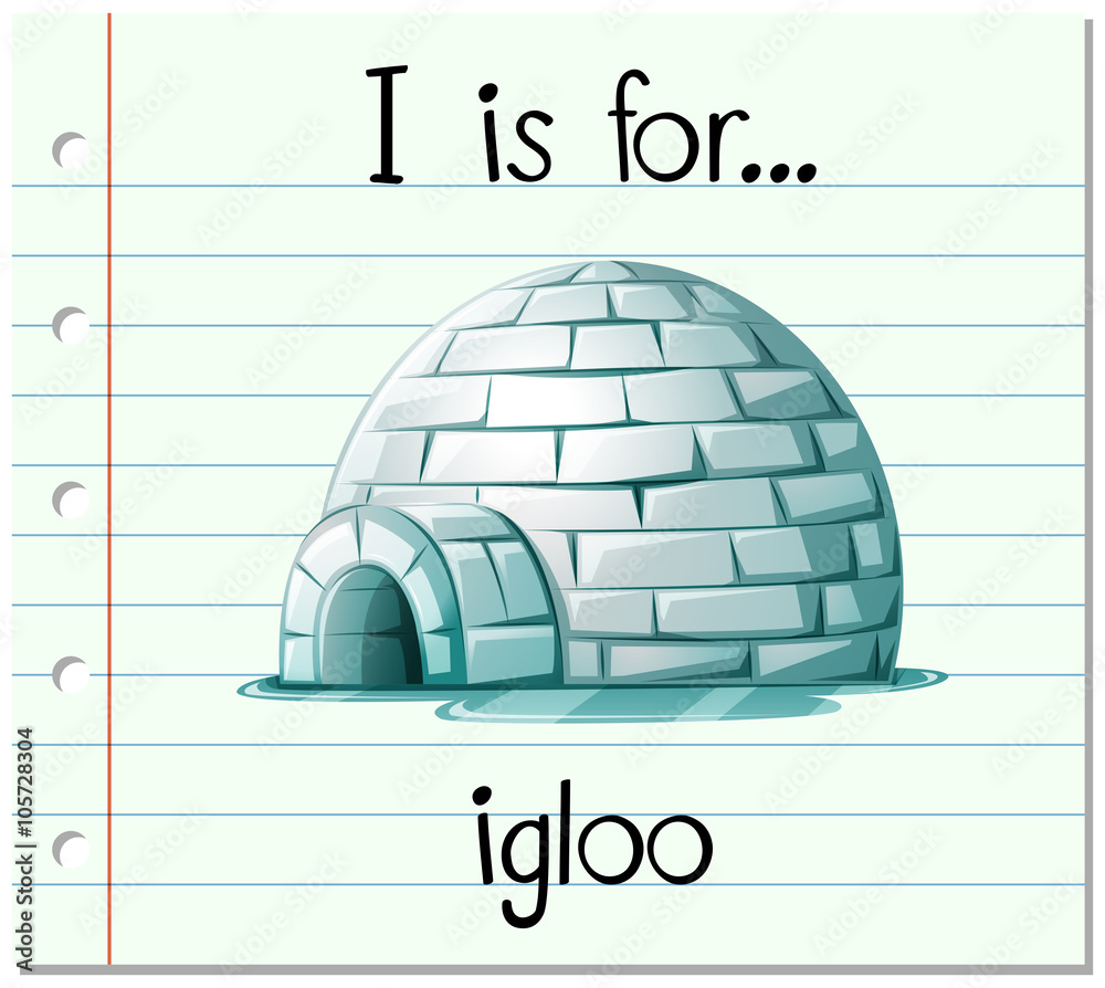 Flashcard alphabet I is for igloo Stock Vector | Adobe Stock