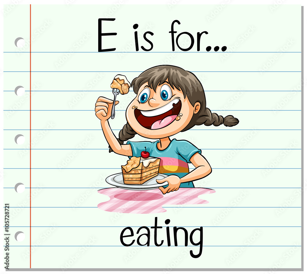 Flashcard letter E is for eating Stock Vector | Adobe Stock