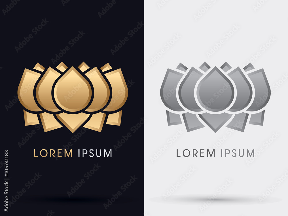 Gold Lotus logo, graphic vector. Stock Vector | Adobe Stock