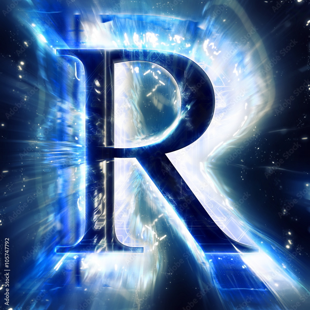 Blue Fire Letter R