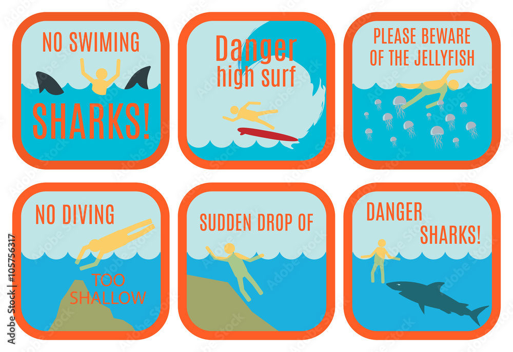 beach safety signs Stock Vector | Adobe Stock