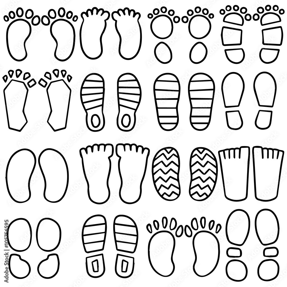 vector set of footprints and shoeprints Stock Vector | Adobe Stock