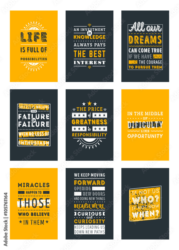 Set of Inspirational and Motivational Quotes Typographic Posters ...