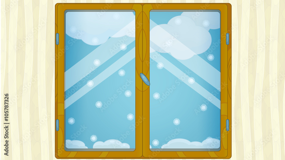 Cartoon scene with weather in the window - winter - snowy ...