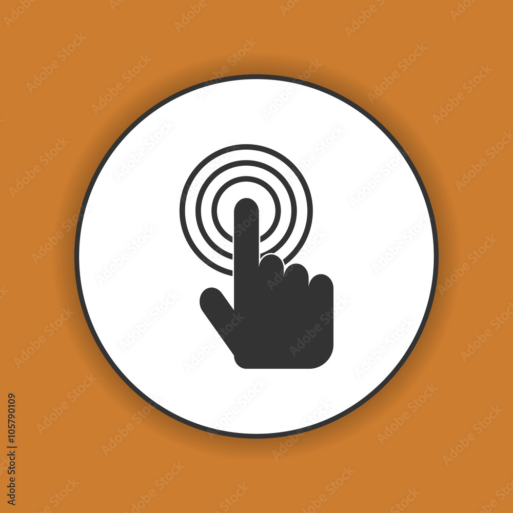 Sign emblem vector illustration. Hand with touching a button or ...