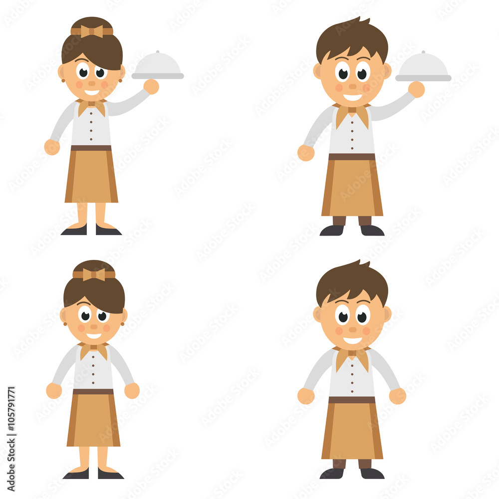 cartoon waitress set Stock Vector | Adobe Stock