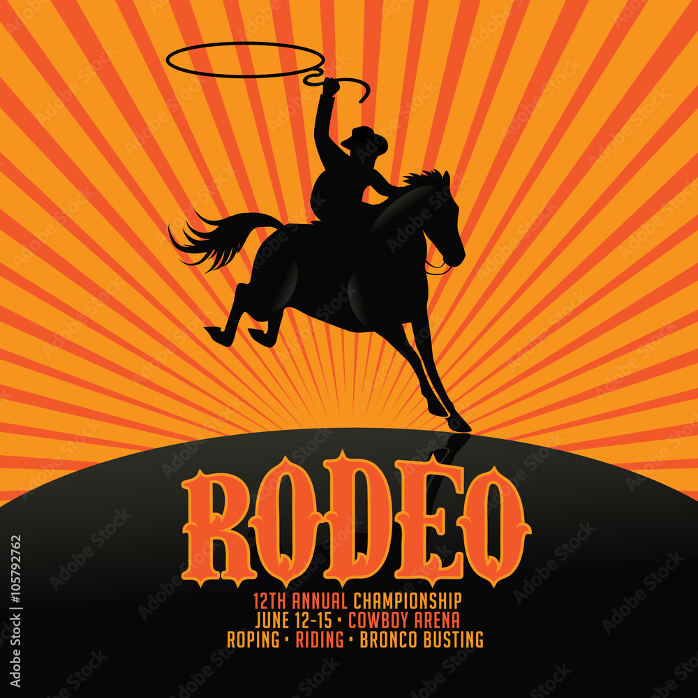 Rodeo poster design with copy space Stock Vector | Adobe Stock