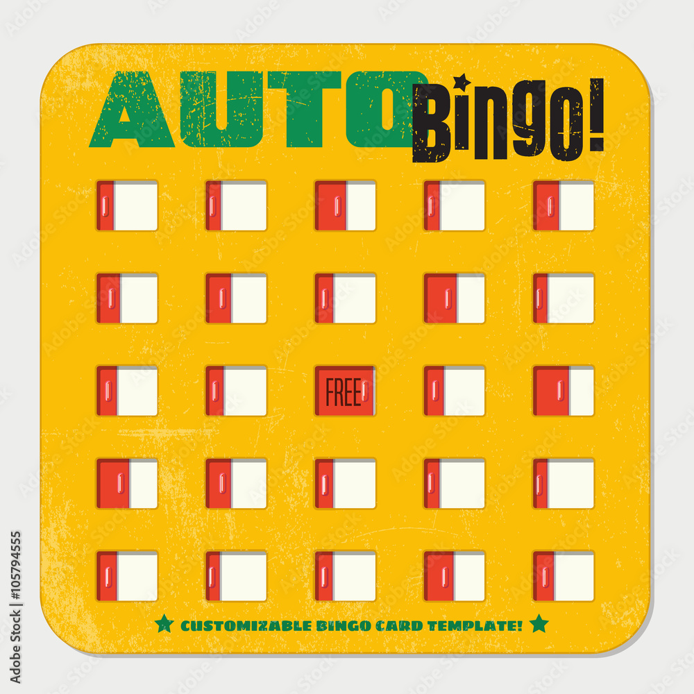 retro bingo card template with sliding windows. vintage game board ...