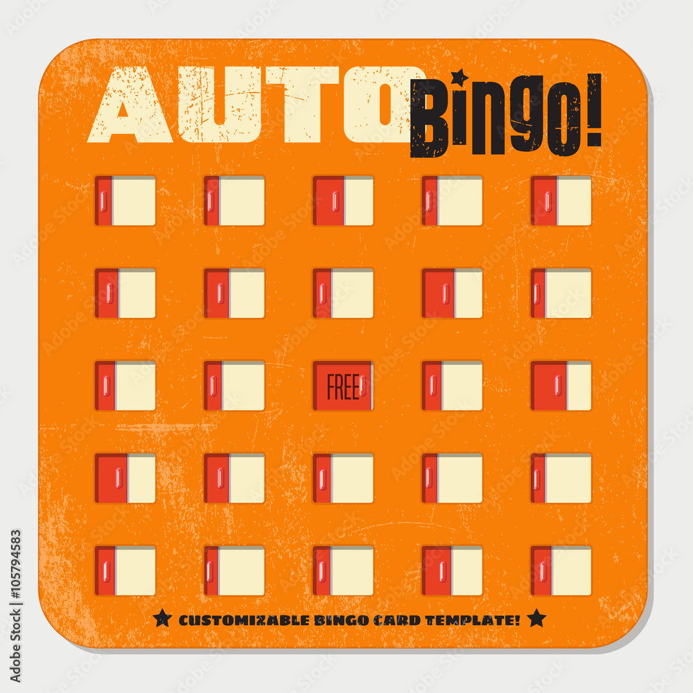 retro bingo card template with sliding windows. vintage game board ...