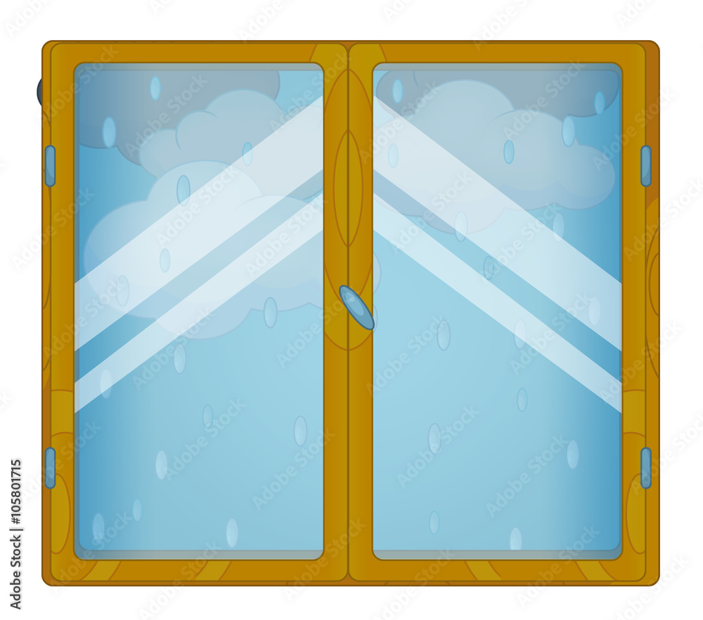 Cartoon scene with weather in the window - rainy - isolated ...