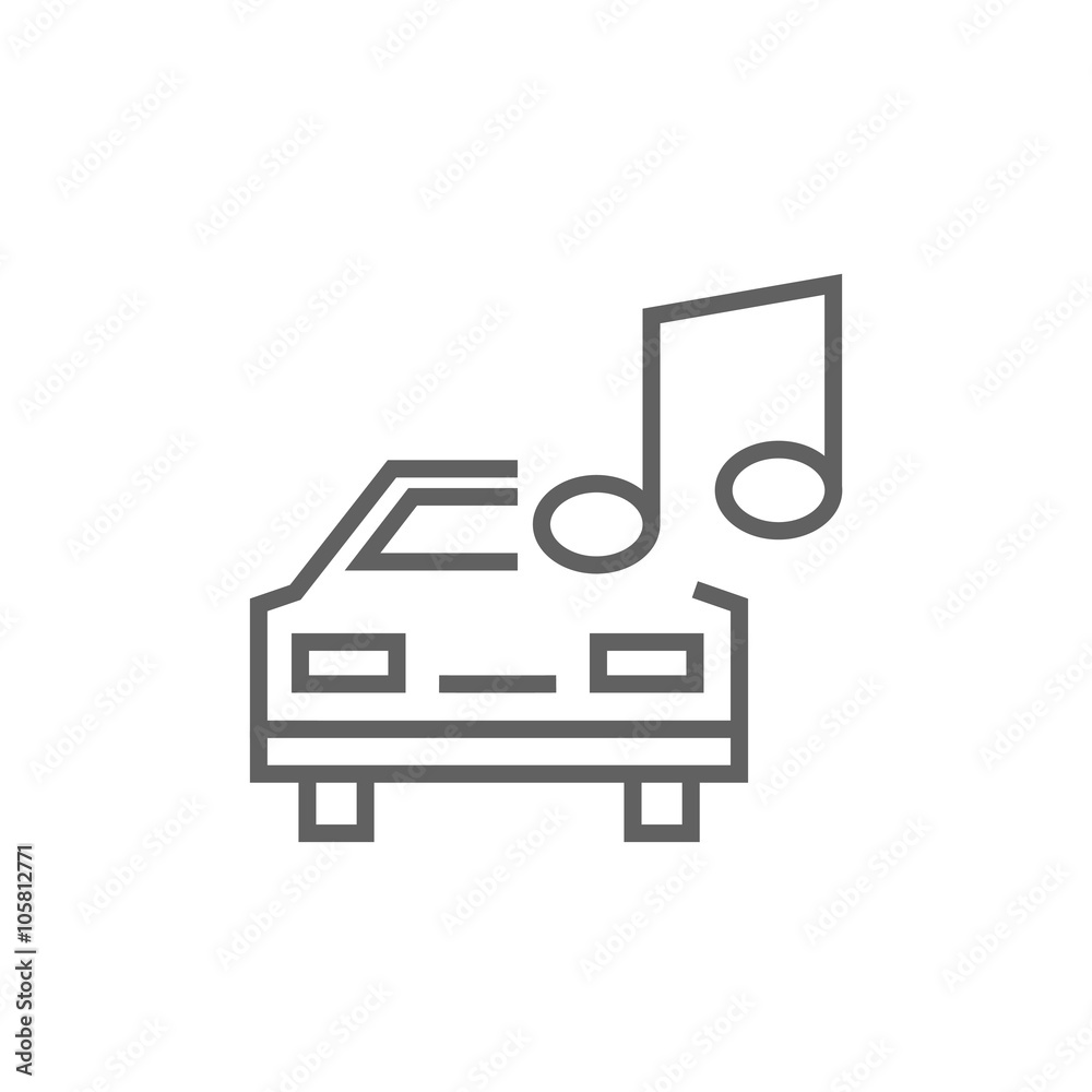 Car with music note line icon. Stock Vector | Adobe Stock