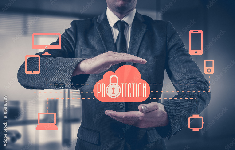 Protect cloud information data concept. Security and safety of cloud ...