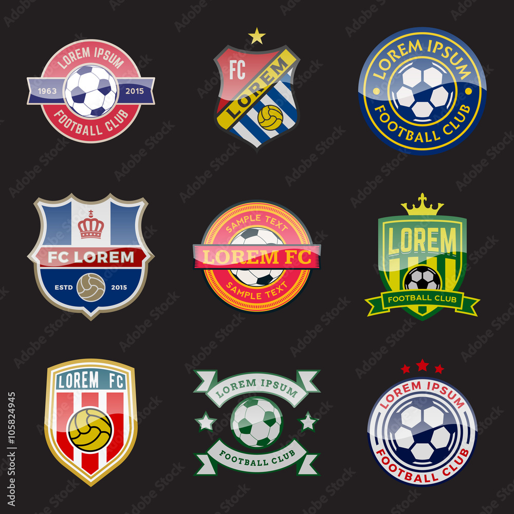 Poster vector set of football (soccer) crests and logos – Wall Art ...