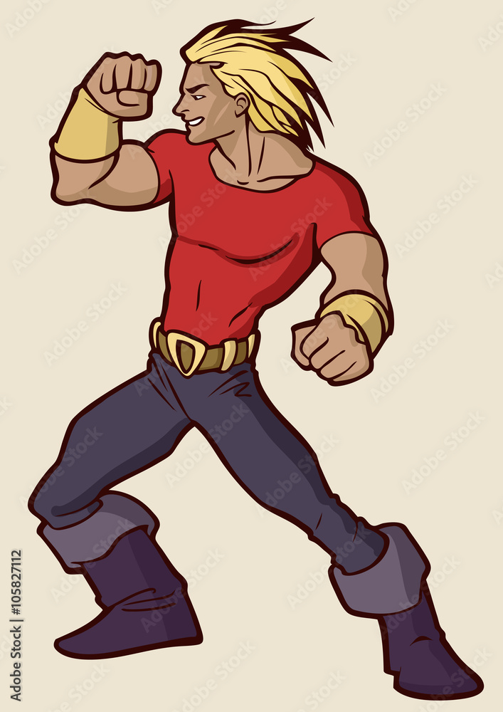 Cartoon illustration of a muscular man Stock Vector | Adobe Stock