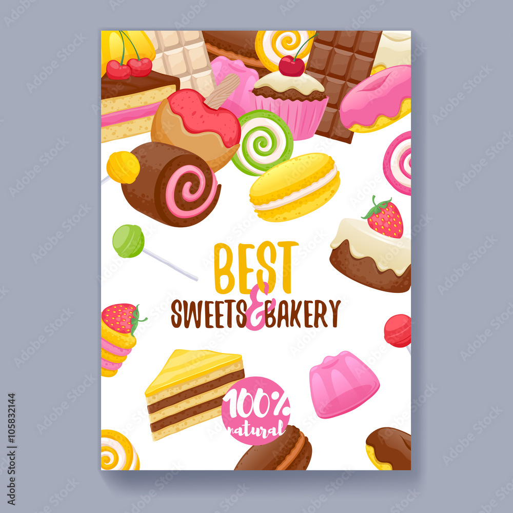 Assorted sweets colorful background. Stock Vector | Adobe Stock