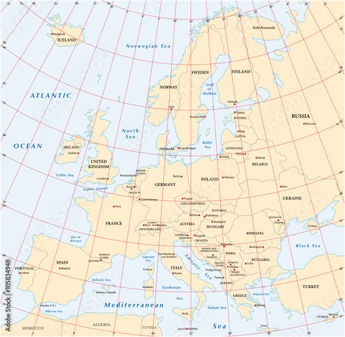 Map Of Europe With Longitude And Latitude