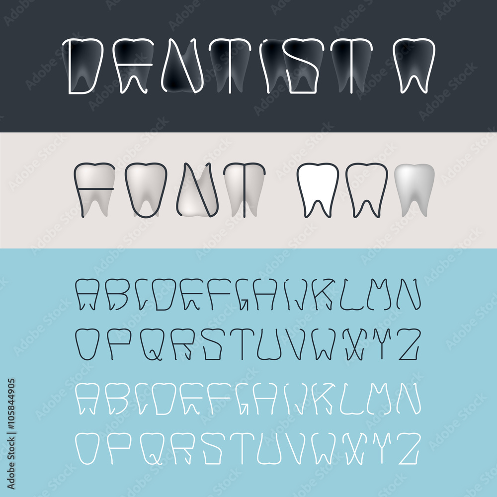 Tooth Font Stock Vector | Adobe Stock