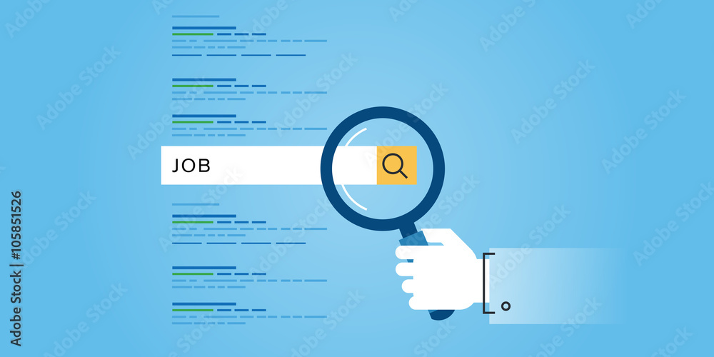 Flat line design website banner of job searches, career, employment ...