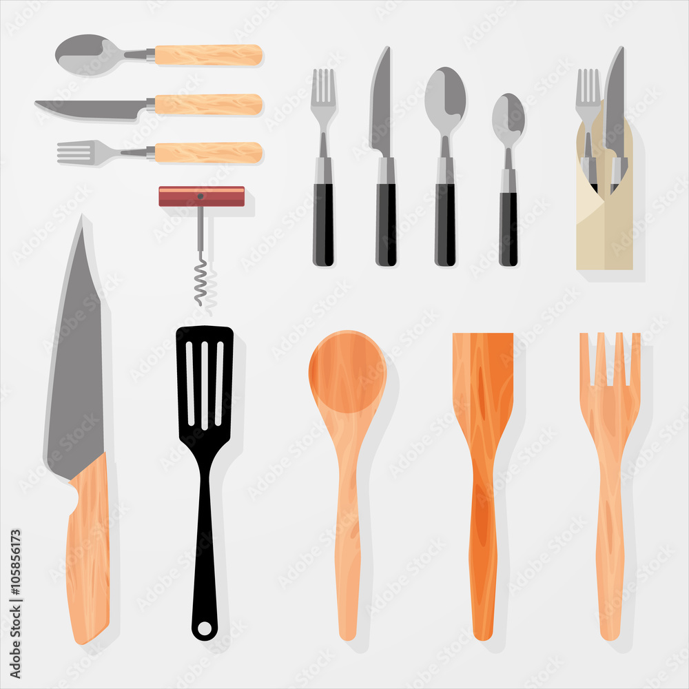 Kitchen, bar, restaurant design elements. Mock-up. Vector Set. Flat ...