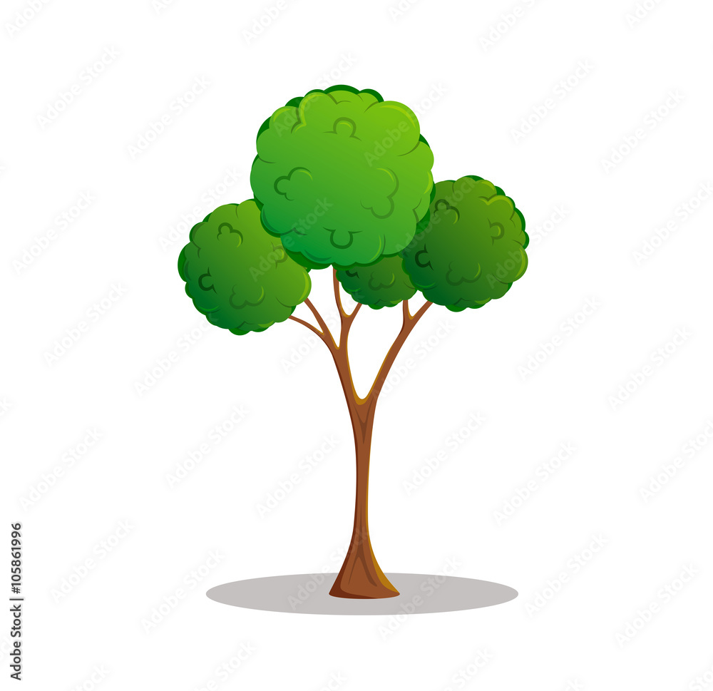 Cartoon style vector tree drawing isolated on white background. Stock ...