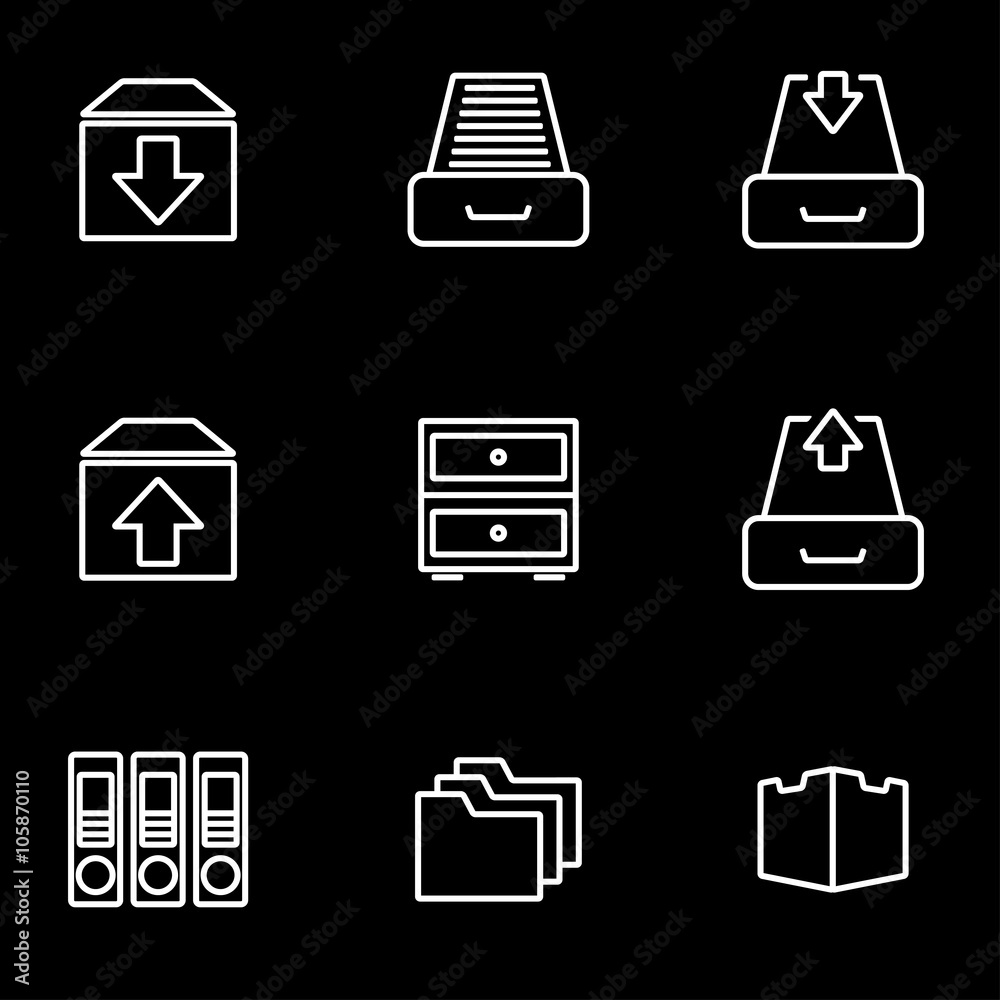 Vector line archive icon set. Archive Icon Object, Archive Icon Picture ...