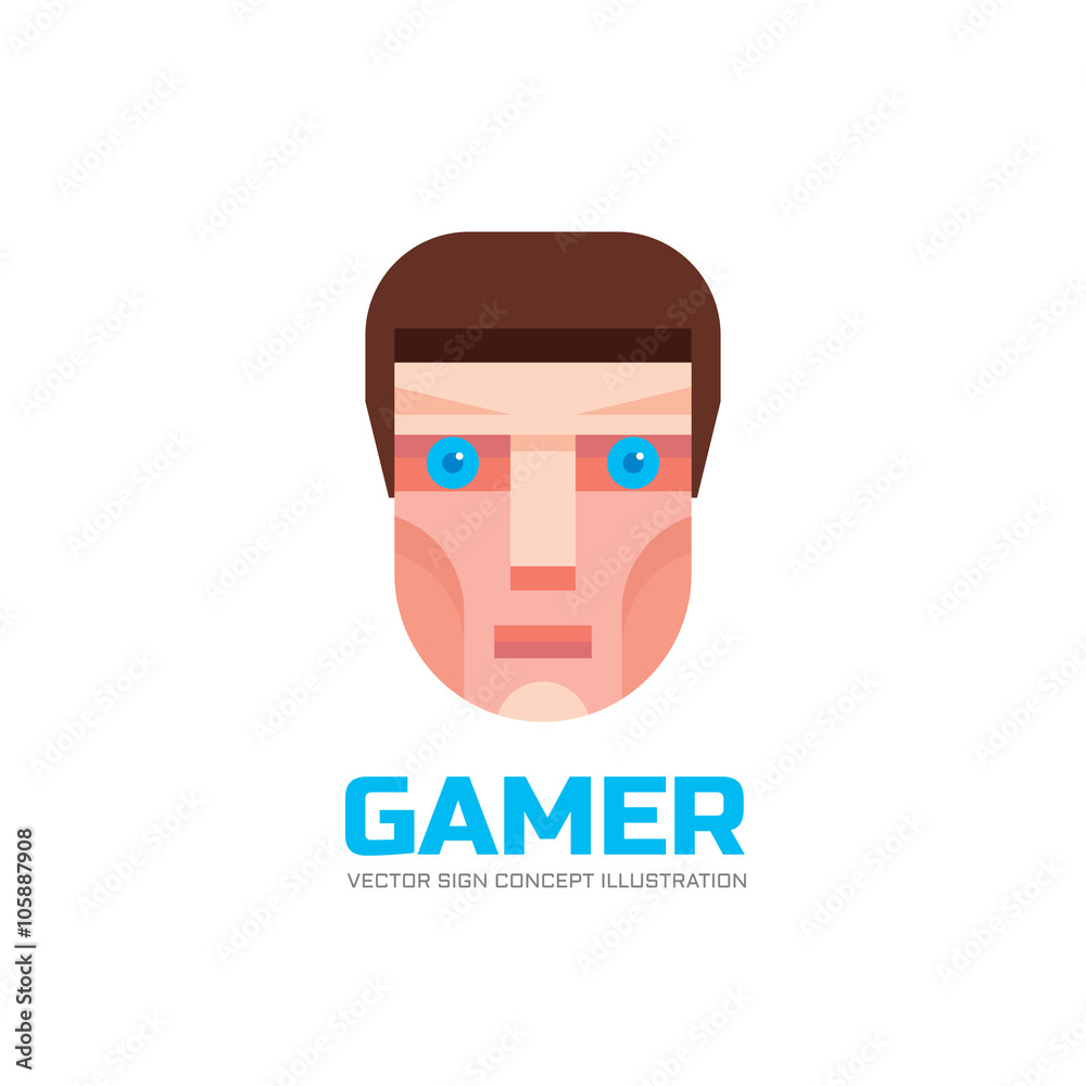Gamer - vector logo concept illustration in flat style design. Human ...