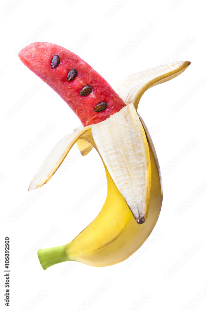 Banana outside but watermelon inside Stock Photo | Adobe Stock