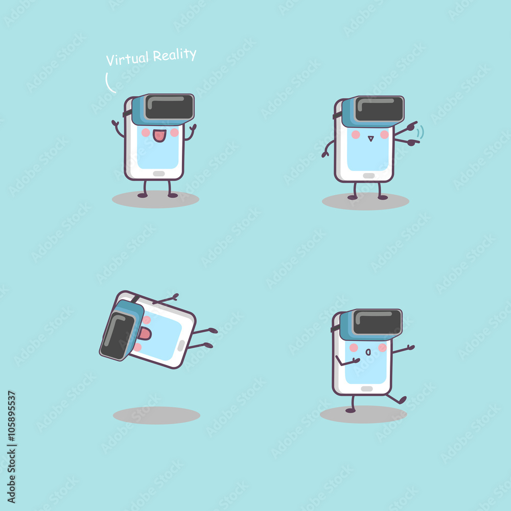 cartoon phone with virtual reality Stock Vector | Adobe Stock