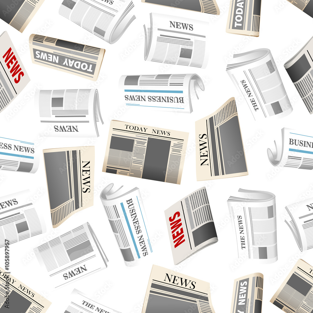 Fresh daily newspapers seamless pattern of cartoon folded newspapers ...